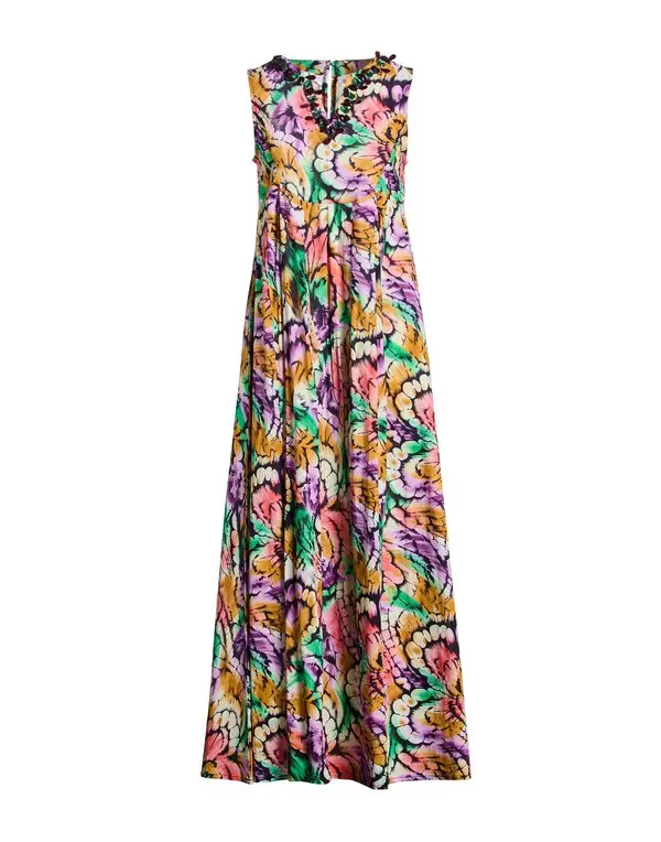 CONNOR & BLAKE Multicolor Embellished V-neck Maxi Dress