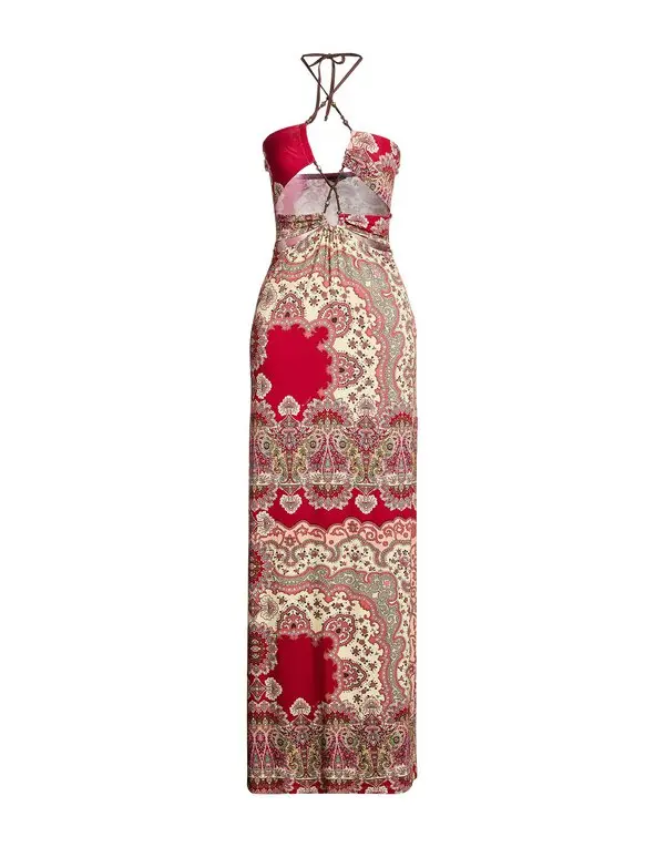 MISS BIKINI LUXE Multicolor Viscose & Elastane Cutout Halterneck Maxi Dress