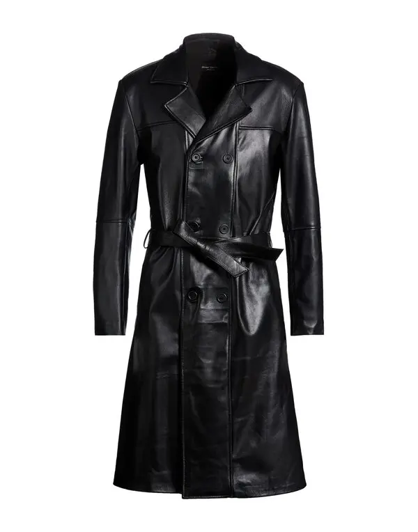 STREET LEATHERS Leather Trench Coat - Black