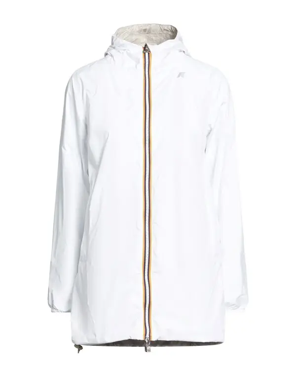 K-WAY Recycled Nylon Windbreaker With Hood And Zipper Closure - White
