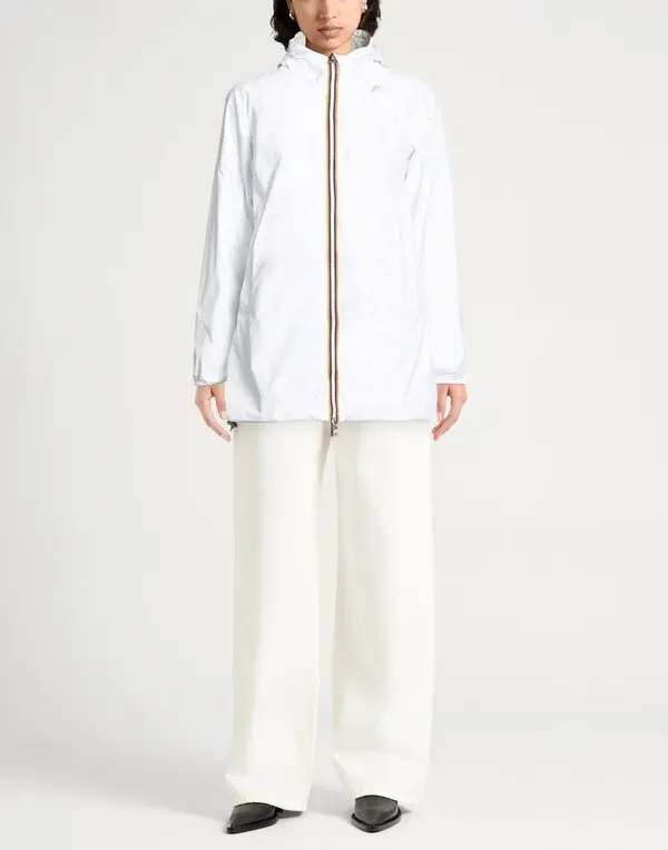 K-WAY Recycled Nylon Windbreaker With Hood And Zipper Closure - White