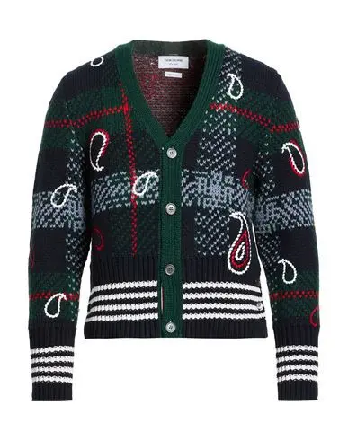 Thom Browne Cardigan In Cashmere, Wool, And Acrylic - Green