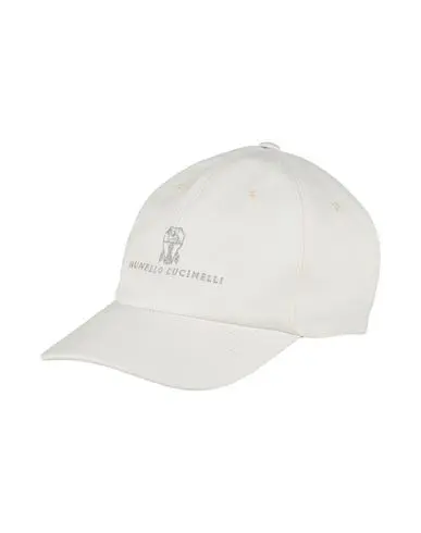 Brunello Cucinelli Baseball Cap In Cotton And Leather - White