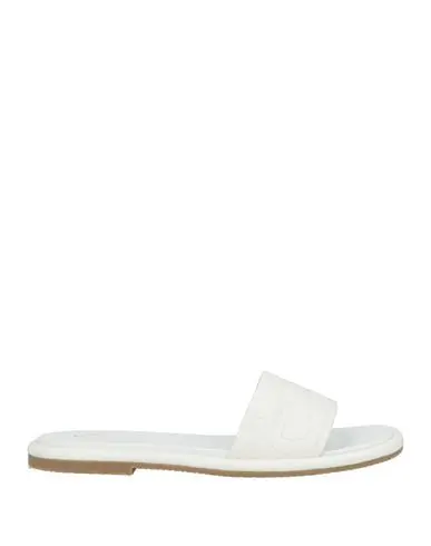 AIGNER Leather Slide Sandals - White