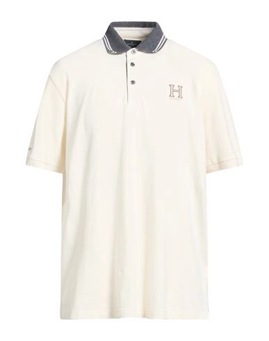 HACKETT Polo Shirt Ivory Size Cotton, Elastane - White