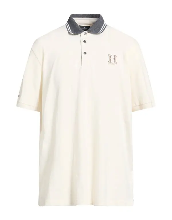 HACKETT Polo Shirt Ivory Size Cotton, Elastane - White