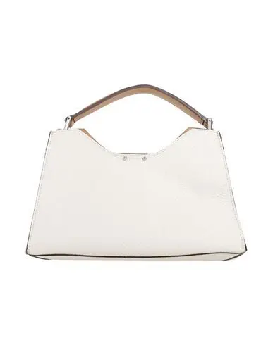 GIANNI CHIARINI Hammered Leather Handbag With Detachable Pouch - Off White