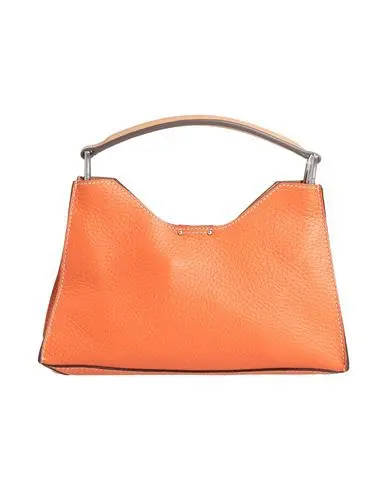 GIANNI CHIARINI Hammered Leather Handbag With Detachable Pouch - Orange