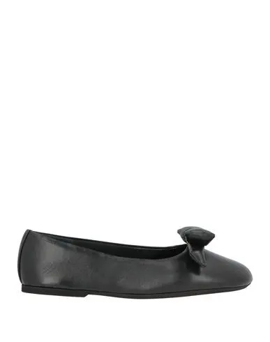 N°21 Leather Ballet Flats With Bow Detailing - Black