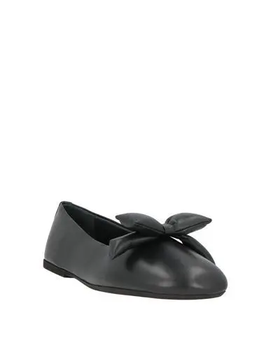 N°21 Leather Ballet Flats With Bow Detailing - Black