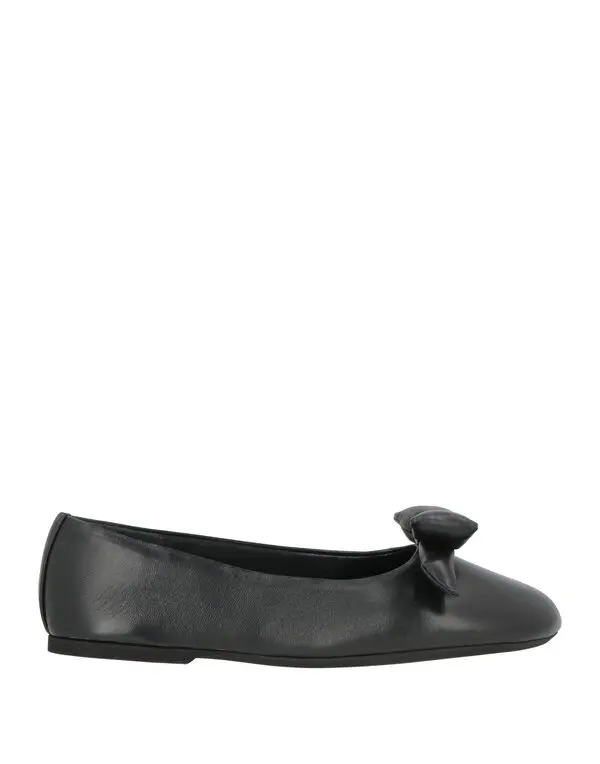 N°21 Leather Ballet Flats With Bow Detailing - Black