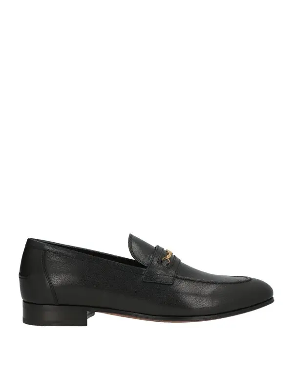 Valentino Garavani Leather Loafers With Gold Tone Chain Detailing - Black