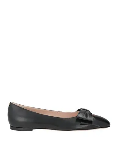 Valentino Garavani Leather Ballet Flats With Bow Detailing - Black