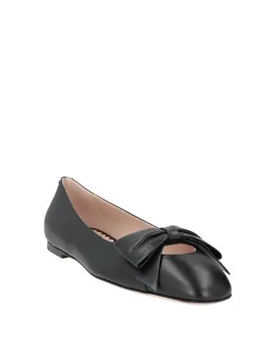 Valentino Garavani Leather Ballet Flats With Bow Detailing - Black