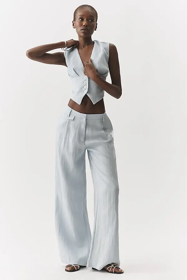 Bardot Geordy Hipster Wide-leg Pants - Soft Blue
