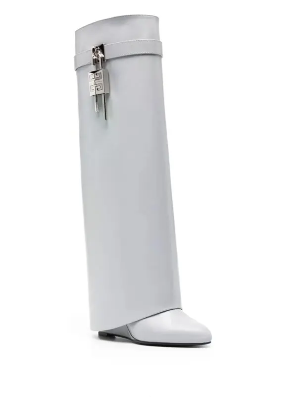 Givenchy Shark Lock 85mm Leather Boots - Grey