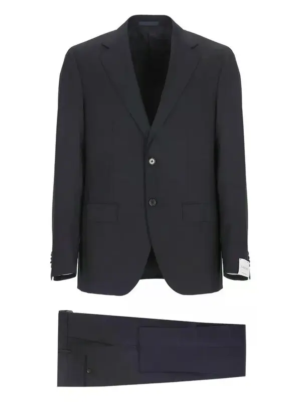 Caruso Notched-lapel Single-breasted Suit - Black