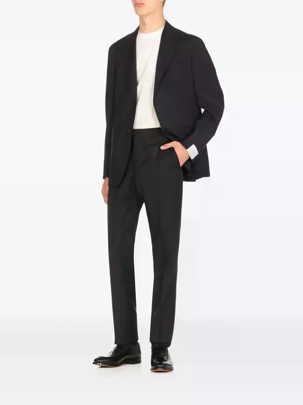 Caruso Notched-lapel Single-breasted Suit - Black