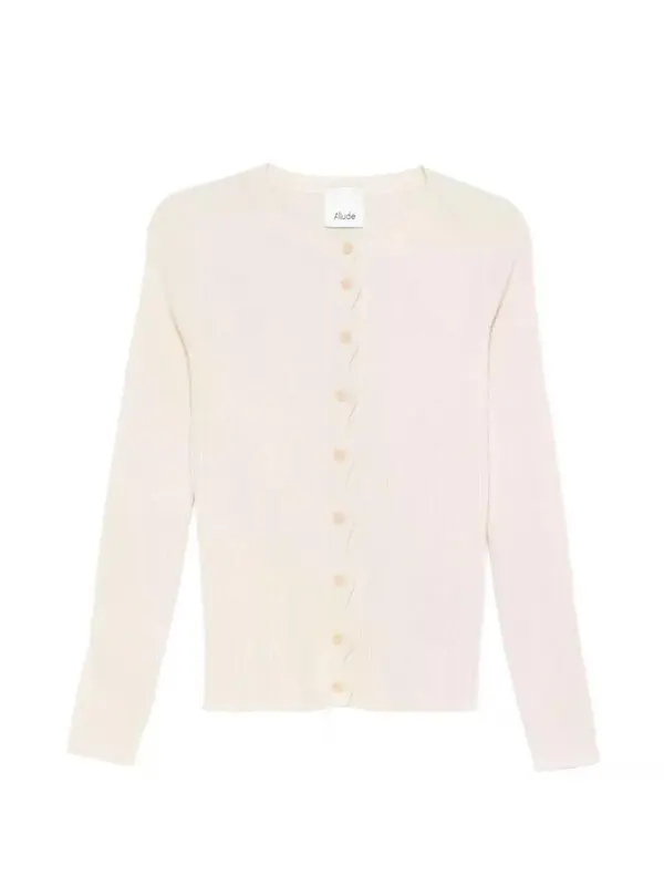 ALLUDE Ribbed Cardigan - Neutrals