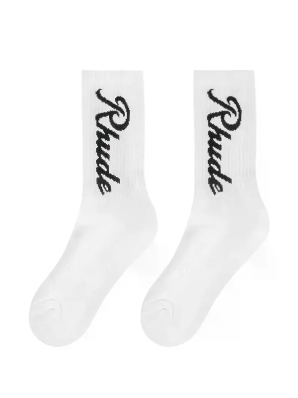 Rhude Destinado Script Socks - White