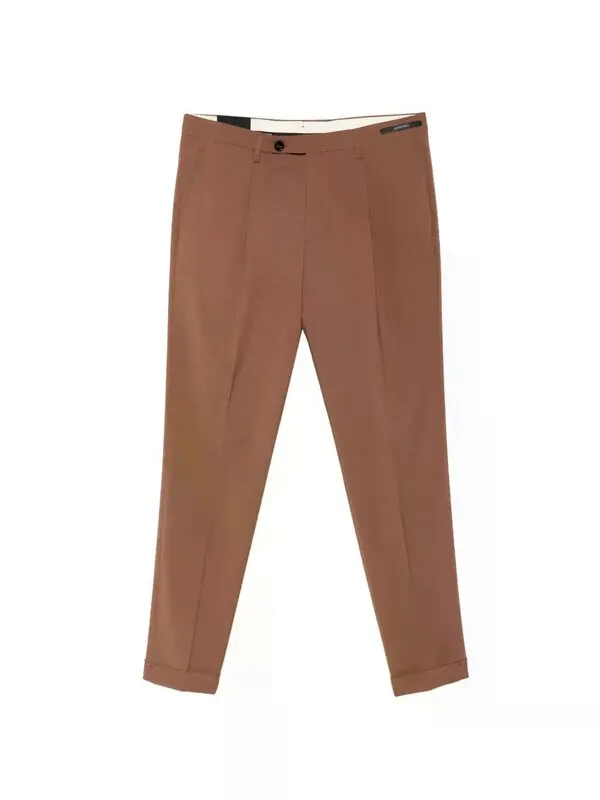 MICHAEL COAL Mc Frederick Pressed-crease Turn-up Trousers - Brown