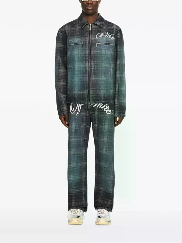 Off-White Check Jacquard Denim Jacket - Black