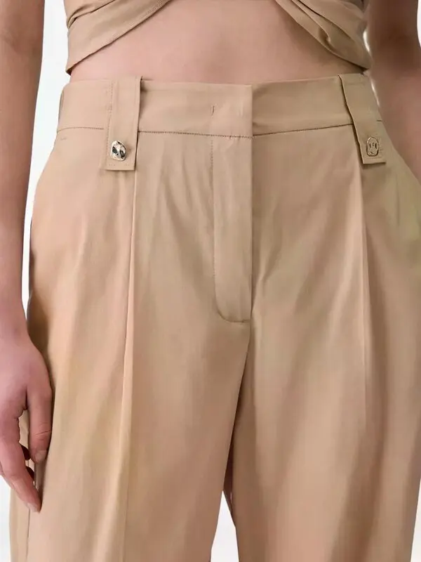 Liu Jo Pleated Trousers With Gold-tone Button Details - Neutrals