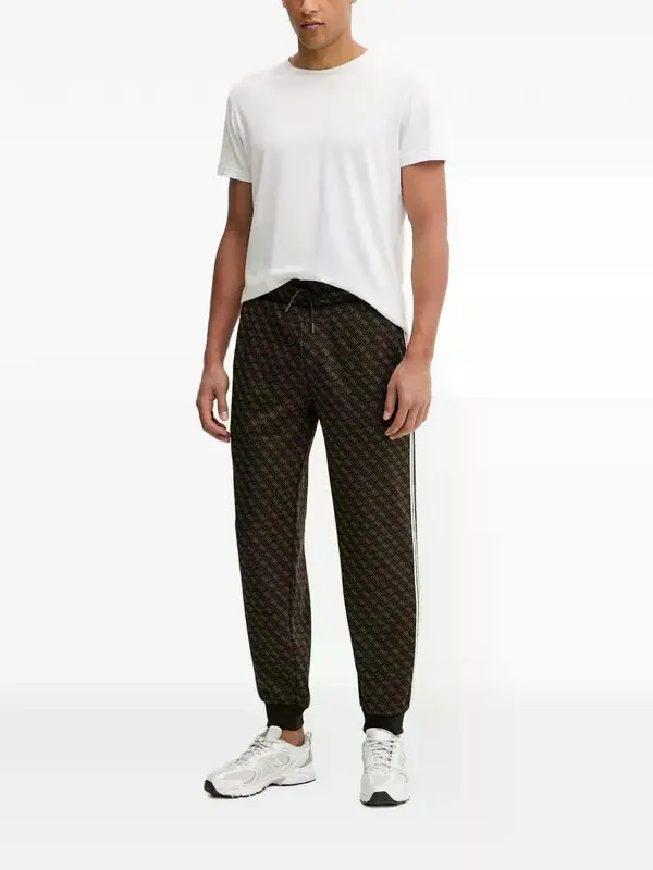 Guess Monogram-print Side-stripe Track Pants - Brown