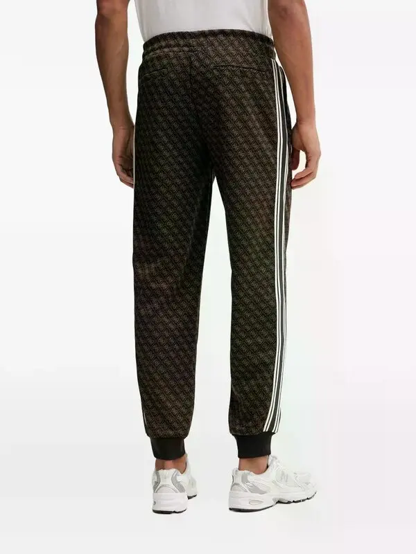 Guess Monogram-print Side-stripe Track Pants - Brown