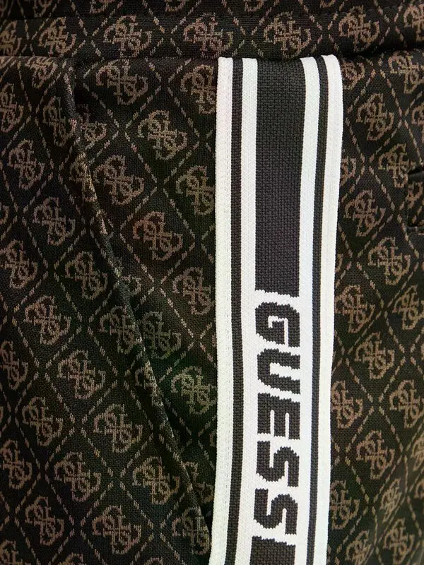 Guess Monogram-print Side-stripe Track Pants - Brown