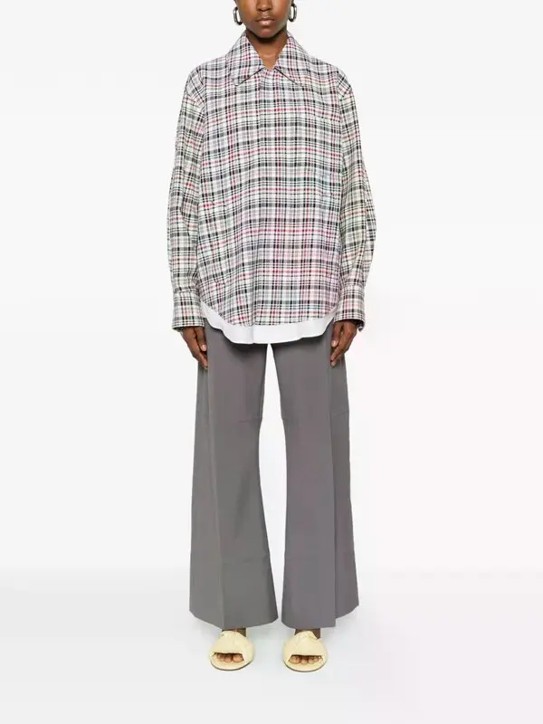Victoria Beckham Cocoon Check-pattern Shacket - White