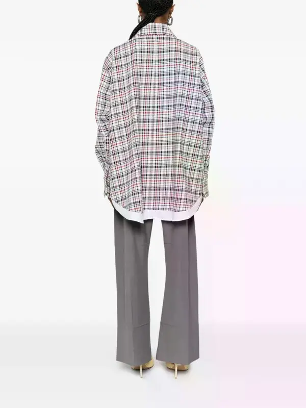 Victoria Beckham Cocoon Check-pattern Shacket - White