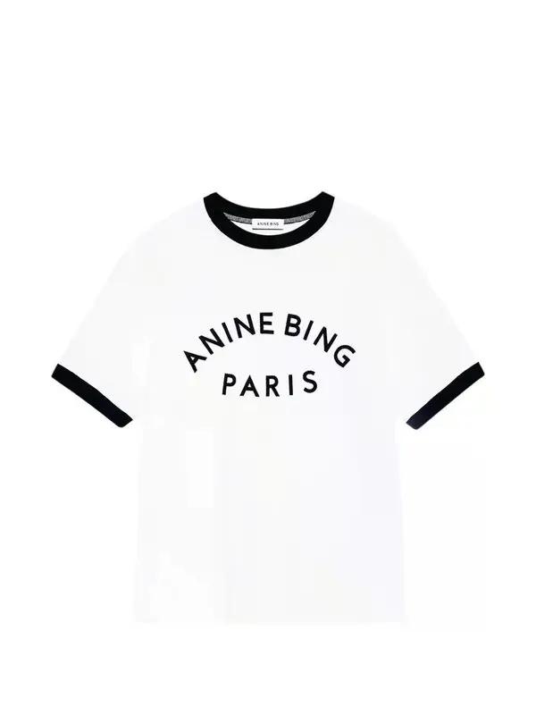 ANINE BING Contrast-trim T-shirt - White