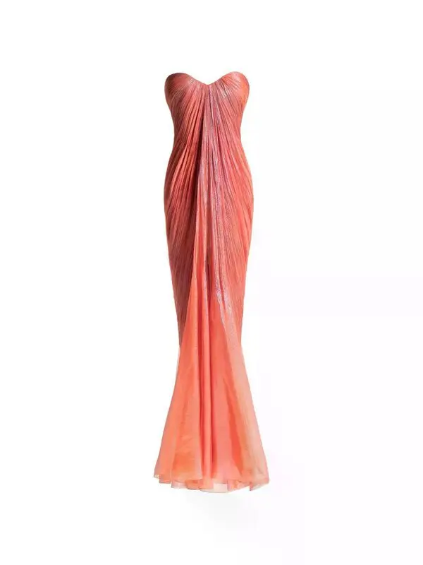 MARIA LUCIA HOHAN Victoria Ruched Maxi Dress - Orange