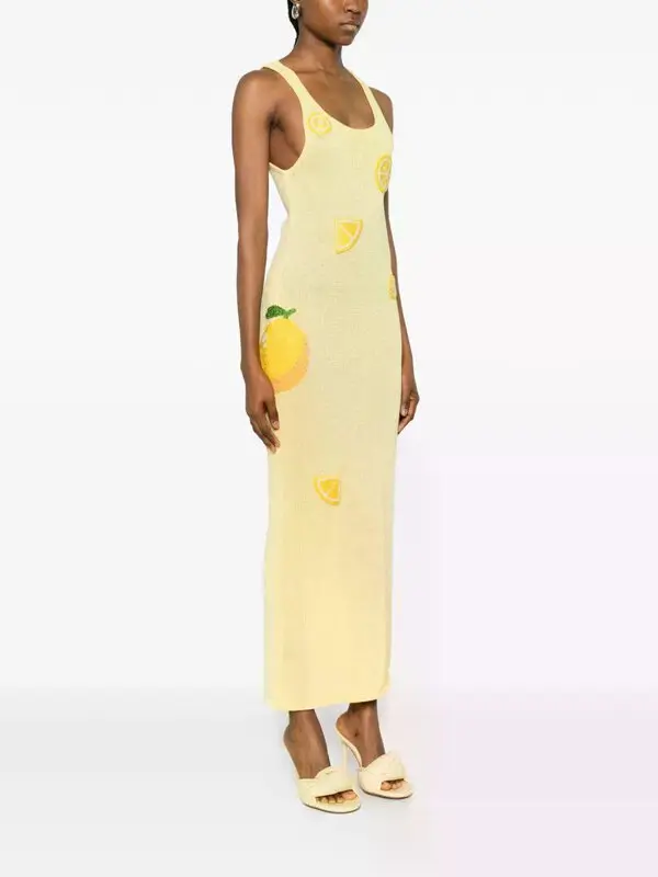 LESLIE AMON Citron Knitted Maxi Dress