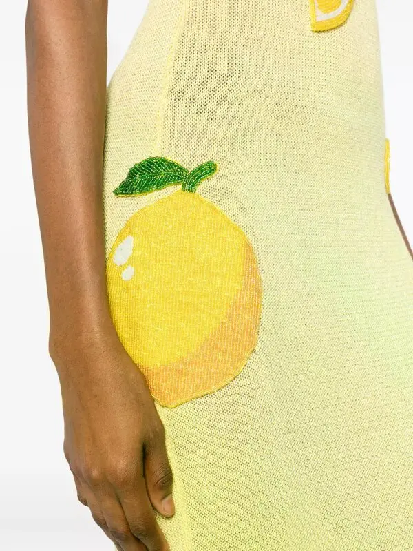 LESLIE AMON Citron Knitted Maxi Dress
