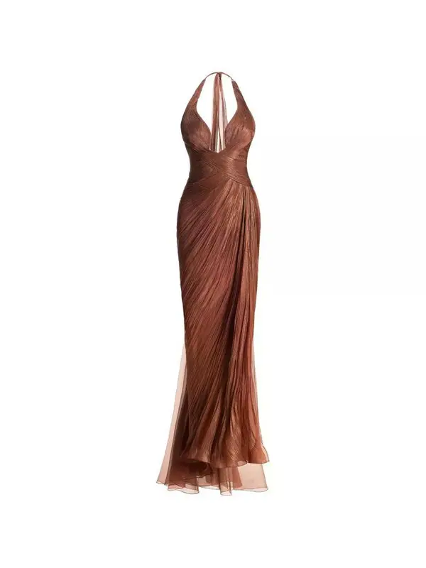 MARIA LUCIA HOHAN Milagros Sleeveless Slit Maxi Dress - Brown