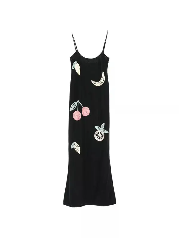 LESLIE AMON Fruit Punch Maxi Slip Dress - Black