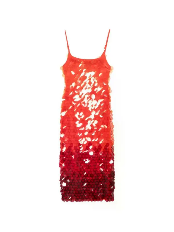 LESLIE AMON Paloma Sequin-embellishmentt Midi Dress - Orange