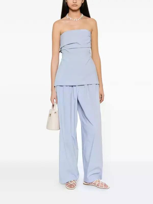 ST. AGNI Relaxed Wide-leg Trousers - Blue