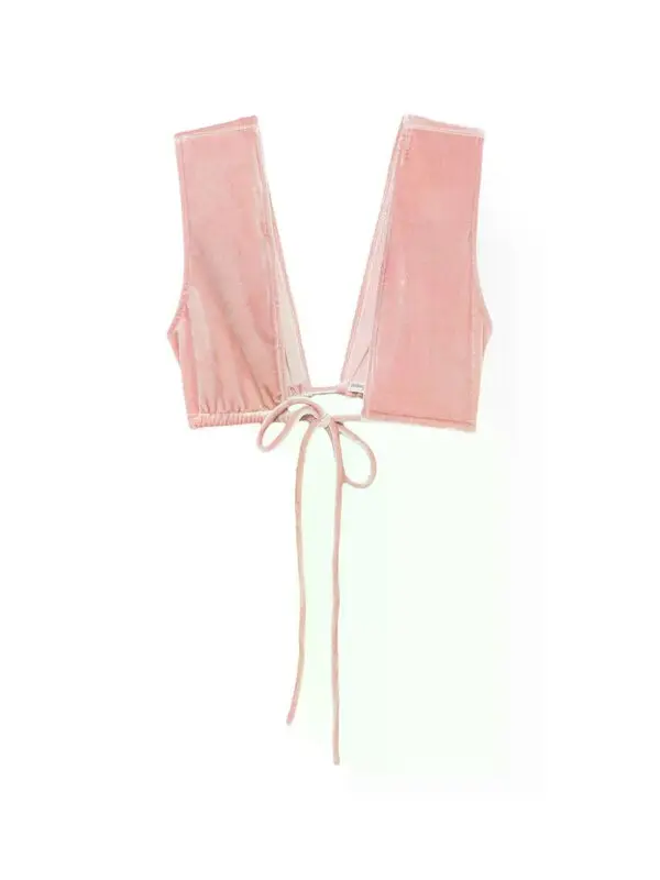 Veronique Leroy Velvet Bikini Top - Pink