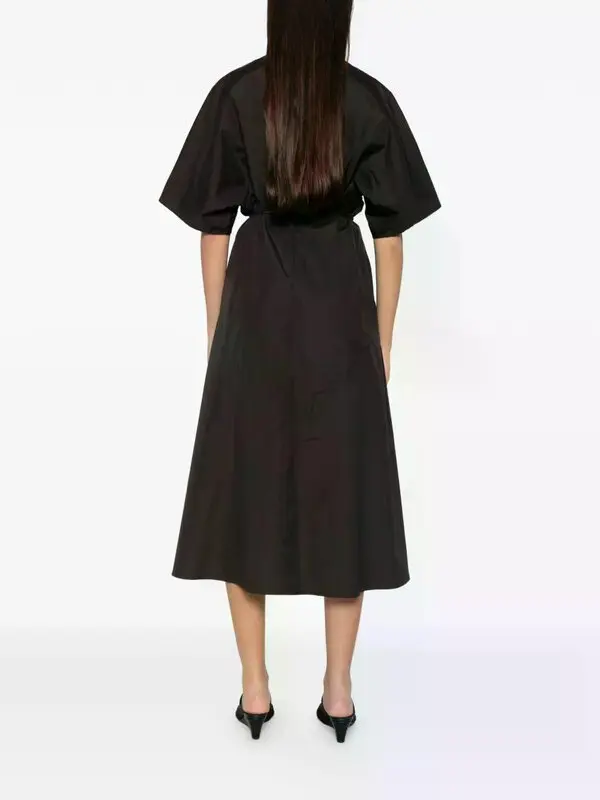 Veronique Leroy Belted V-neck Midi Dress
