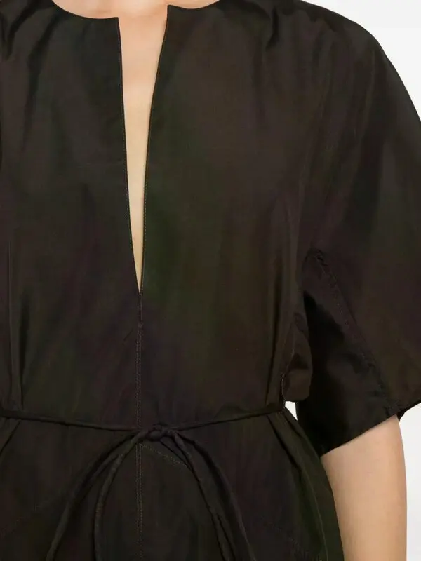 Veronique Leroy Belted V-neck Midi Dress