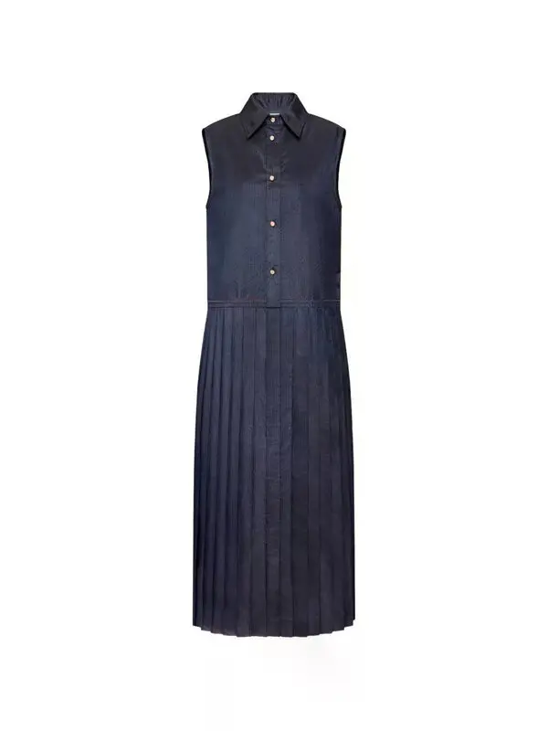 Thom Browne Pleated Midi Dress - Blue