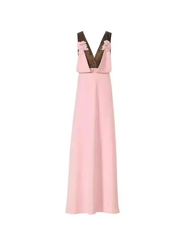 Costarellos Janessa Lace Plunge-neck Gown - Pink