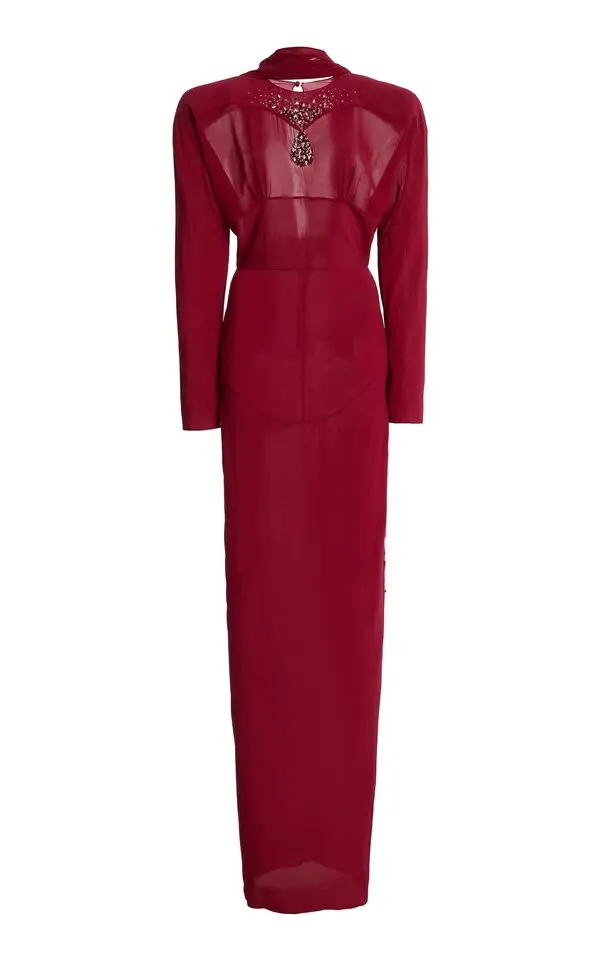 HARITHAND Exclusive Silk Maxi Dress - Burgundy