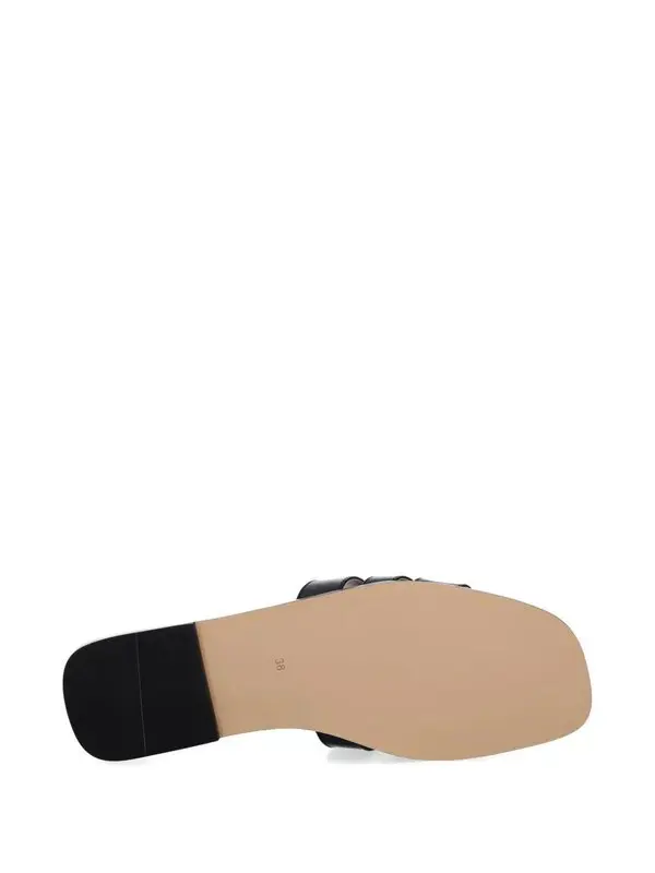 TWINSET Leather Sliders With Logo Plaque - Black