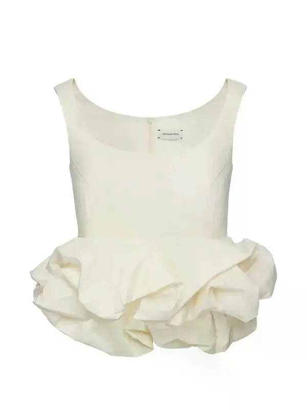 Magda Butrym Ruffled Peplum Blouse - Neutrals