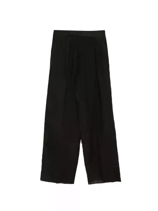 Marella Pleated Wide Leg Linen Trousers - Black