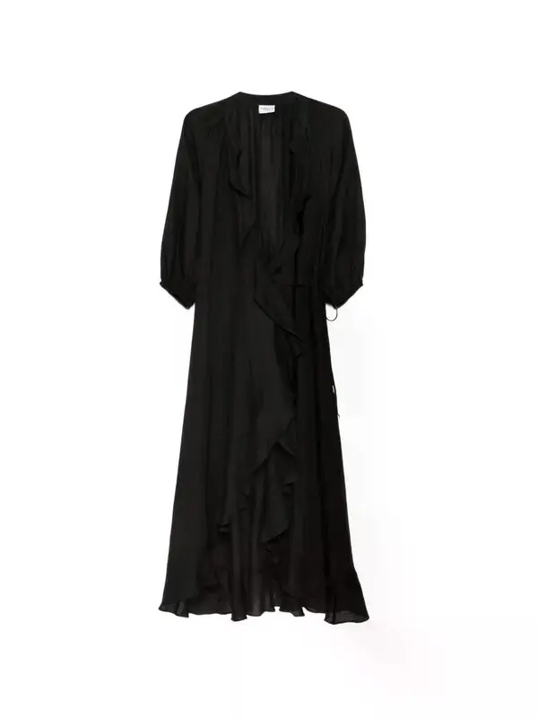Marella Ruffled Wrap Dress - Black
